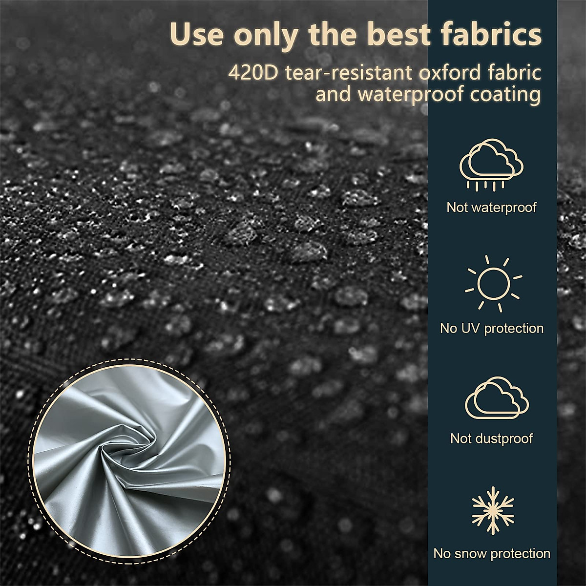 TORUTA Papasan Chair Covers 47" Black 420D Waterproof Material Patio Outdoor Furniture Wicker Saucer Rocking Swivel Chair Slip Covers Protection