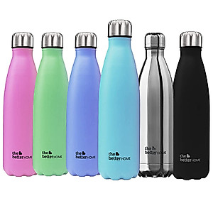The Better Home 500 Stainless Steel Insulated Water Bottle 500ml | Thermos Flask 500ml | Hot and Cold Steel Water Bottle 500ml | Food Grade & BPA Free Insulated Water Bottles (Pack of 2)