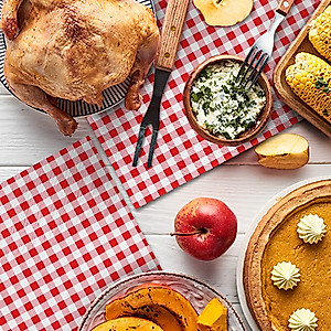 Gatherfun Disposable Red and White Gingham Paper Napkins (Pack of 50)