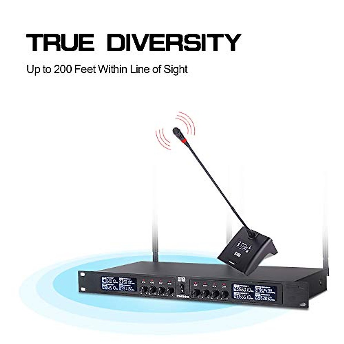 XTUGA CM280 UHF 8 Channel Professional Gooseneck Microphone System Conference Mics Fixed Frequency Super-Low Background Noise for Large conferences(Frequency A)