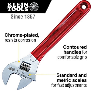 Klein Tools D507-10 Adjustable Drive Wrench, Forged with Extra Capacity Jaw and High Polish Chrome Finish, 10-inch