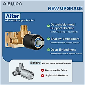 Airuida Shower Faucet Set Bathroom Rain Shower System SUS304 Stainless Steel Single Handle With Male Threads Rough-in Valve Shower Trim Kit 8 Inch Wall Mount Shower Head Matte Black