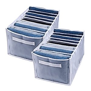 2PCS Wardrobe Clothes Organizer, LIVESO 9 Grids Visible Closet Organizer For Folded Clothing, Washable Clothes Drawer Organizer for Jeans, Sweaters,T-shirts,Pants,Legging,Kid Clothes