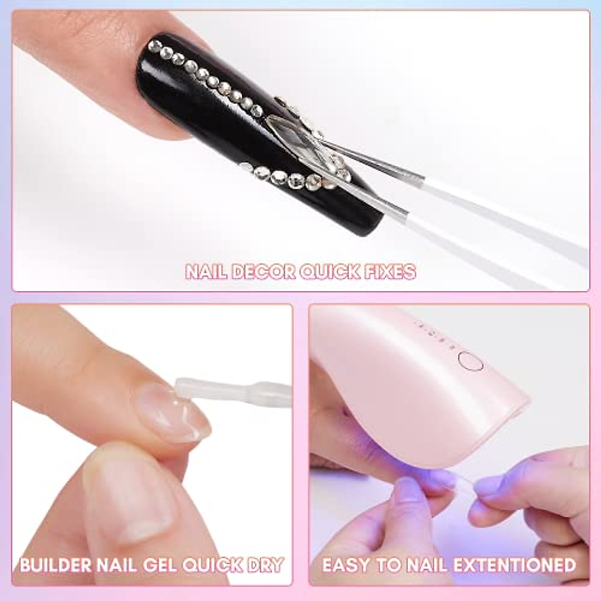 Makartt Mini UV LED Nail Lamp, Rechargeable Portable Light for Rhinestone Glue, Flash Curing Gel Polish Dryer with 2 Timers, Manicure Lamp for Nail Art