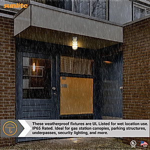 Sunlite 41329-SU Vaporproof Industrial Jar Fixture, Ceiling Mount, Medium Base Socket (E26), 100W Max, 120 Volt, Outdoor, UL Listed, Clear Glass Jar, Metallic Finish