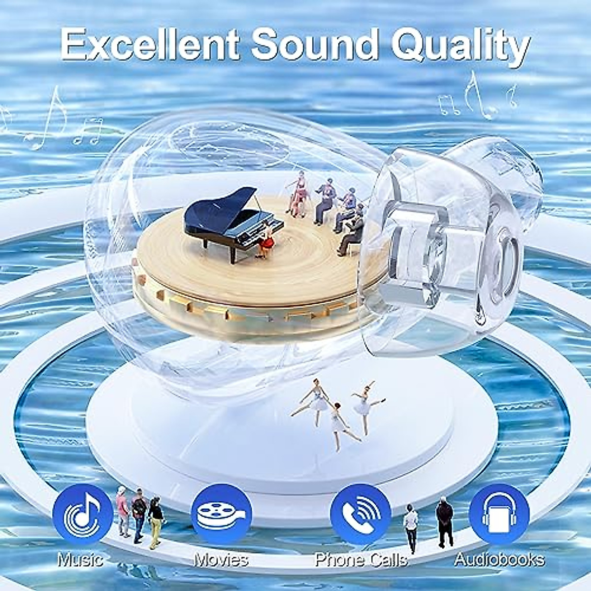 True Wireless Earbuds Bluetooth 5.3 Headphones with Charging Case, 48Hrs Playtime Stereo in-Ear Earphones Built-in Mic for iPhone Android Cell Phone HD Call, Lightweight White Ear Buds