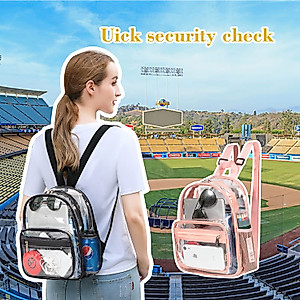 SEIMMIE Clear Mini Backpack Stadium Dedicated,Waterproof Transparent PVC Backpack,Suitable for Work, Travel, and Sports,Age：over 3 years old(pink)
