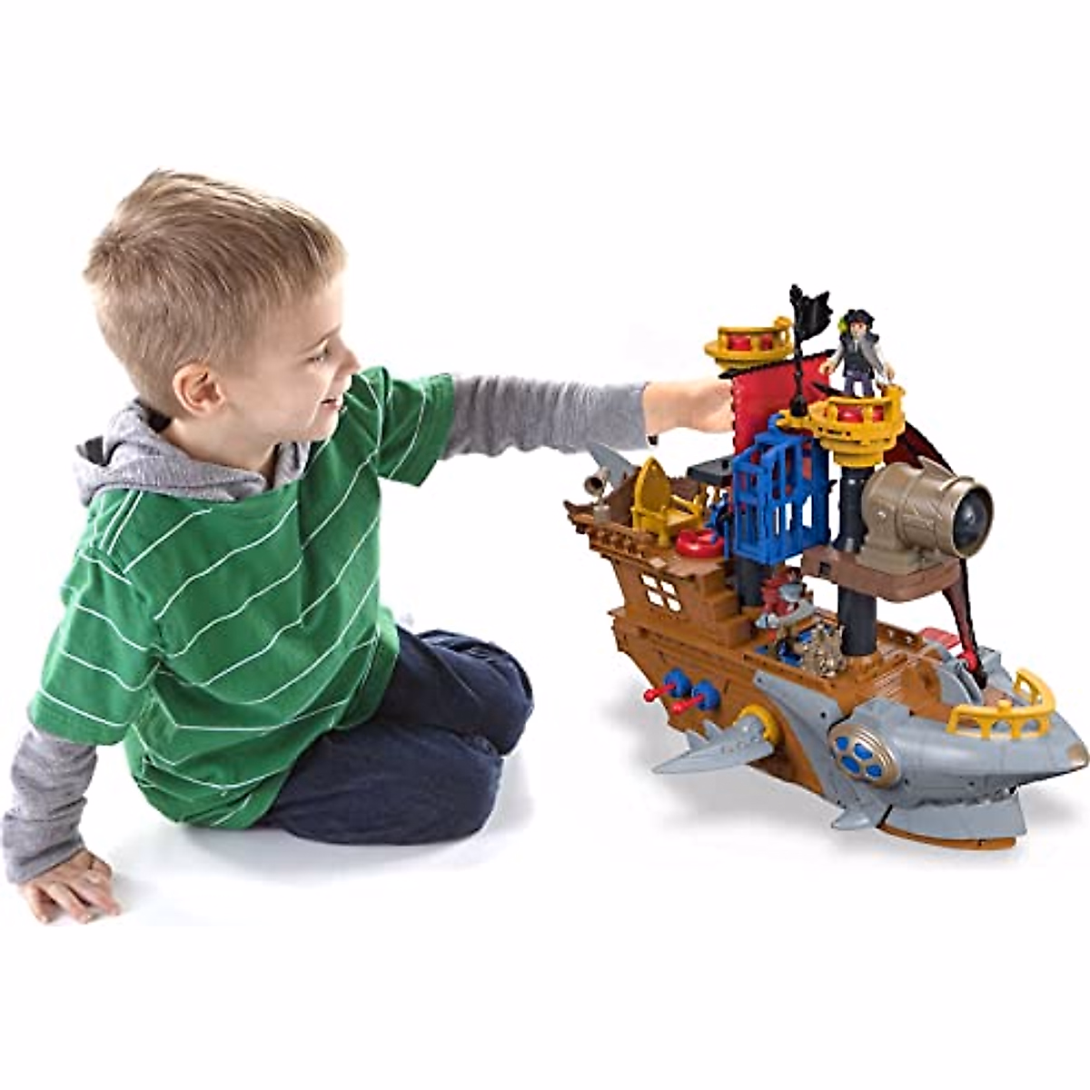 Imaginext Preschool Toy Shark Bite Pirate Ship Playset With Figure & Accessories For Pretend Play Ages 3+ Years