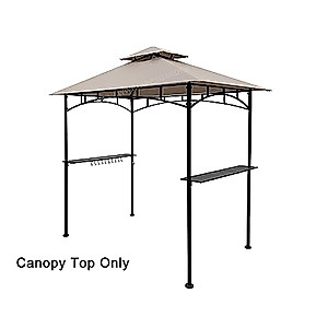 APEX GARDEN Replacement Canopy Top CAN ONLY FIT for Model #L-GG001PST-F 8' X 5' Brown Double Tiered Canopy Grill BBQ Gazebo (Top Only) (Beige)