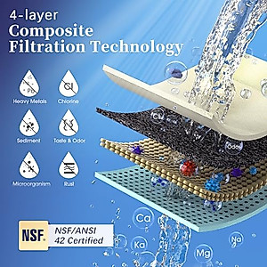 OEMIRY Countertop Water Filtration System, NSF/ANSI 42&372 Certified, 8000 Gallons Alkaline Water Filter, Reduces 99.99% Lead, Chlorine, Heavy Metals, Bad Taste & Odor (1 Filter Included)