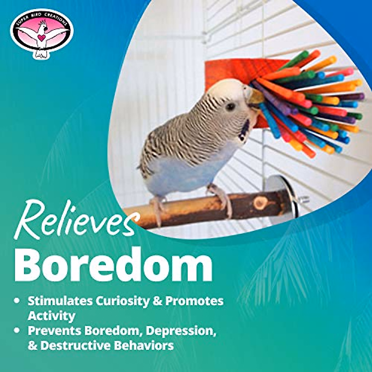 Super Bird Creations SB301 Chewable Paper Party Bird Toy with Colorful Lollipop Sticks, Large Size, 6.5” x 1.5” x 1.5”,Varies