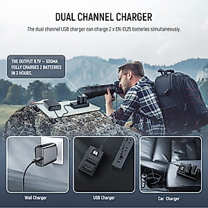 NEEWER EN-EL25 Replacement Battery and USB Charger Set, 2 Pack 1350mah Batteries and Dual Channel Type C USB Charger, Compatible with Nikon Z30 Z50 ZFC Camera 4241 EN-EL25 Battery MH-32 Charger