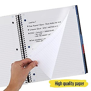 Five Star Advance Spiral Notebook + Study App, 3 Subject, College Ruled Paper, 11" x 8-1/2", 150 Sheets, With Spiral Guard and Movable Dividers, Black, 1 Count (73132)