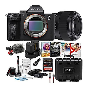 Sony a7 III Full-Frame Mirrorless Camera with 28-70mm Lens Bundle with Lens, Microphone, Memory Card, Case, Cable, Accessory Kit, Battery (2-Pack) and Dual Charger, and Art Suite v.3.0 (9 Items)