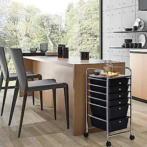 SILKYDRY 6-Drawer Rolling Storage Cart, Multipurpose Utility Drawers Cart with Wheels, Removable Drawers for Craft Scrapbook Tool Paper, Art Organizers and Storage for Home Office School (Black)