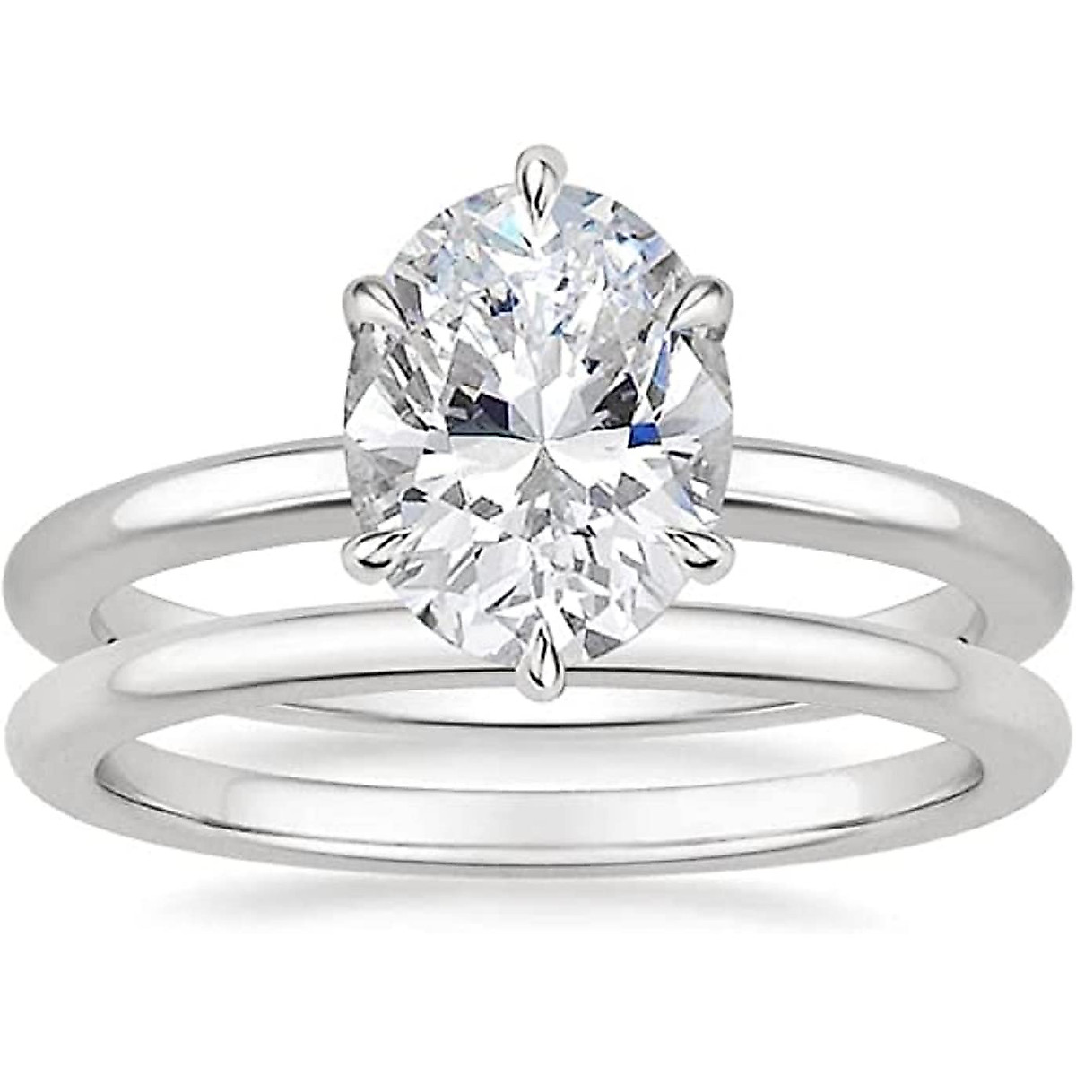 Moissanite World 5 CT Moissanite Oval Engagement Ring Set, Wedding Ring Bridal Set in Sterling Silver, Colorless Moissanite, VVS1 Clarity, Prong Set for Her (6)