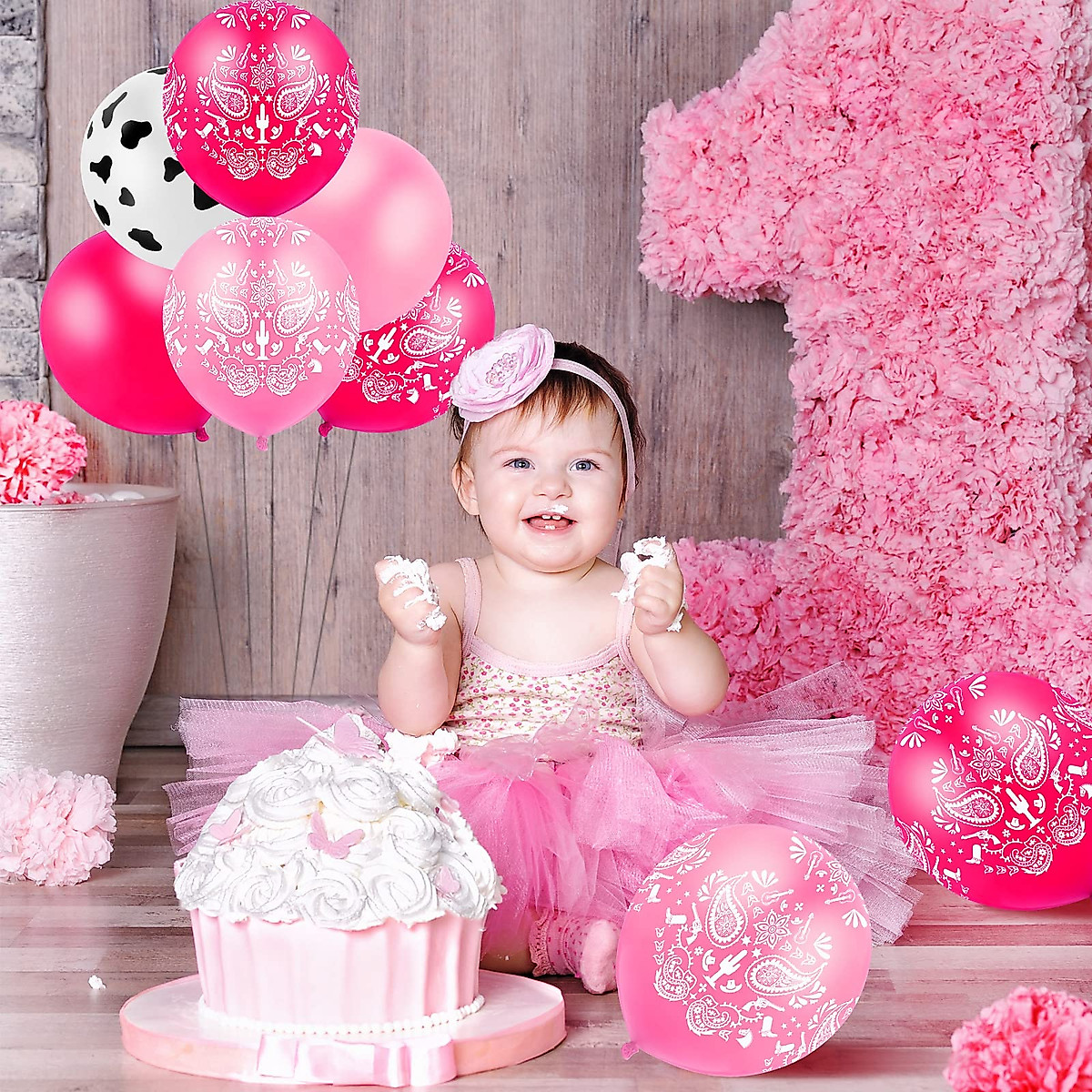 60 Pcs Cowgirl Balloons Bandana Western Cowgirl Party Decorations Cowboy Party Balloons Cow Animal Print Balloons for Baby Shower Birthday Cowgirl Party Supplies, 12 Inch