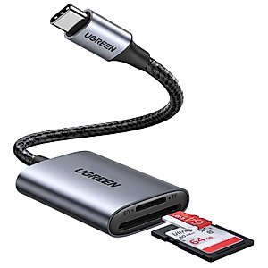 UGREEN USB C SD Card Reader, 2-in-1 Micro SD Memory Card Reader for TF SD Micro SD SDXC SDHC, USB SD Card Reader Type C Compatible with iPhone 16 15, Samsung Galaxy, MacBook, iPad, Trail Game Camera