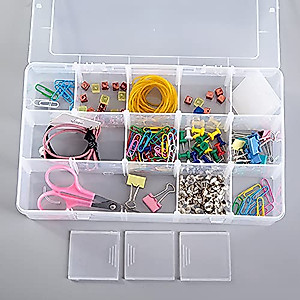 2 Pack 15 Large Compartments Organizer Box Clear Plastic Jewelry Storage Container Box Craft Organizer Case with Removable Dividers for Beads Small Parts Jewelry Crafts(10.8" × 6.5" x 2.2")