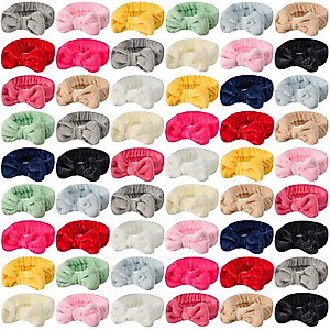52 Pieces Spa Headband for Washing Face Bulk, Soft Coral Fleece Makeup Headband Bow Headband Fluffy Facial Skin Care Cosmetic Shower Headband 13 Colors Slumber Party Supplies for Girls Women