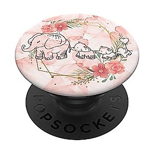 Mama Elephant & Baby Bonding Phone Grip for Mom - 3 KIDS PopSockets Grip and Stand for Phones and Tablets