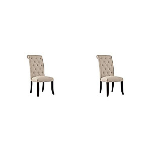 Signature Design by Ashley Tripton Classic Tufted Upholstered Armless Dining Chair, 2 Count, Beige