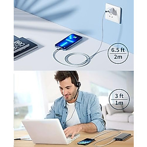 IDISON MFi Certified iPhone Charger, 4Packs(3/6/6/10FT) USB iPhone Charging Cable Nylon Braided Fast Charging Cord Compatible for iPhones/Pad(Gray +White)