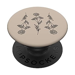 Cute Wildflower Cottagecore Aesthetic Boho Floral Beige PopSockets Swappable PopGrip