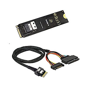 NFHK NGFF M-Key NVME to SFF-8654 Slimline SAS Card Adapter and U.2 U2 SFF-8639 NVME PCIe SSD Cable for Mainboard SSD