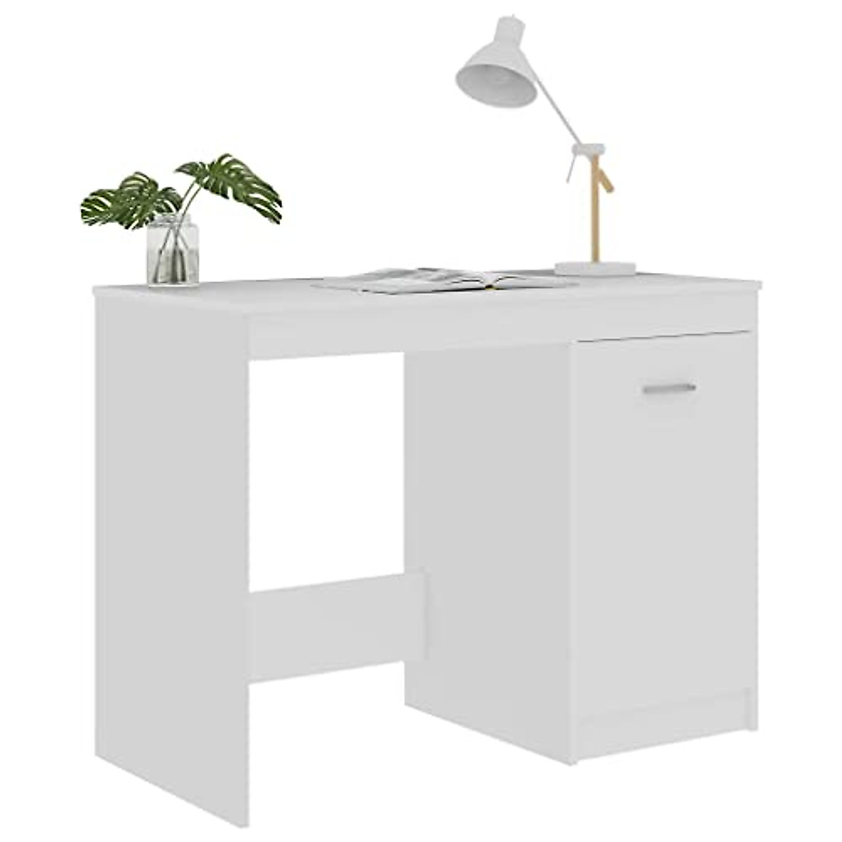 BynJoo Small Writing Desk Computer Desk,Wood Secretary Desks for Home Office,Homework and School Studying Writing Desk,for Homefor Simple Corner Desk with One Integrated Cabinet.White(39.4" Inche)
