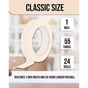 Lichamp Masking Tape 1 inch, 24 Pack General Purpose Masking Tape Bulk Multipack for Basic Use, 1 inch x 55 Yards x 24 Rolls (1320 Total Yards)