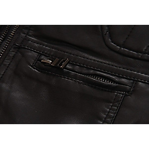 LJYH Boys' Faux Soft Leather Jackets Children Biker Outerwear Coats Black 5/6yrs