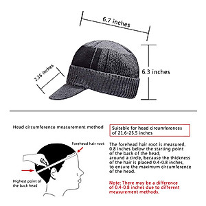 YOYEAH Men's Outdoor Newsboy Hat Winter Warm Thick Knit Beanie Cap Fleece Lined Skull Ski Cap with Visor Blue