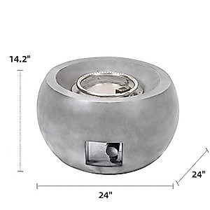 Outdoor Propane Fire Pit w 24" Lava Rocks Cover Propane Gas Fire Bowl Patio Heater for Outdoor Patio Garden Backyard Decking Décor,40000 BTU, Light Grey