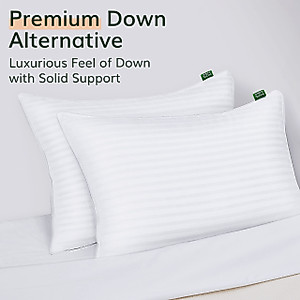Fern and Willow Pillows for Sleeping - Set of 2 Queen Size Down Alternative Pillow Set w/ Luxury Plush Cooling Gel for Side, Back & Stomach Sleepers