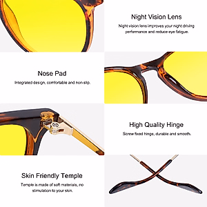 HAOLOTA Night Vision Glasses for Driving Anti Glare, Polarized Nighttime Safety Glasses for Women Men UV400 Protection