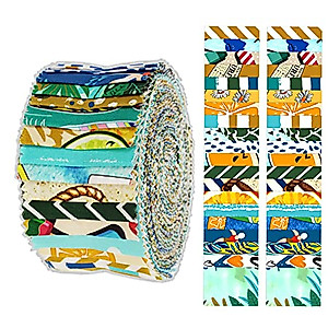 Soimoi 40Pcs Summer Print Cotton Precut Fabrics for Quilting Craft Strips 2.5x42inches Jelly Roll - Multicolor