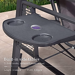 PURPLE LEAF Outdoor Patio Porch Swing with Stand, 3-seat Swing Chair with Adjustable Tilt Canopy All-Weather Steel Frame for Backyard Front Porch Lawn, Cushions and Pillow Included, Grey