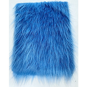 Highshion 3 Sheets Artificial Shaggy Faux Fur Fabric |9" x 12" | Camera Floor Chair Cover Seat Cushion for Any DIY Craft | Rectangular Patch Costume | Plush Crafting Sewing (9" X 12", Blue)