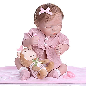 TERABITHIA 18inches 48cm Real Life Premie Sweet Sleeping Newborn Cuddy Baby Doll Washable Soft Touch Silicone Vinyl Full Body Reborn Girl Dolls Anatomically Correct