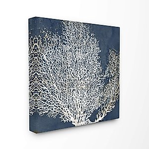 Stupell Industries Sea Coral Ocean Life Silhouette Blue White Canvas Wall Art, 24 x 24, Design by Artist Main Line Studio