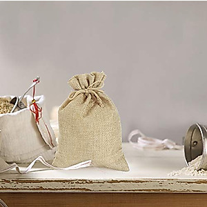 Burlap Bags 5 x 7 Inch with Drawstring - Natural Linen Gift Bags Jewelry Sacks Strong Small Jute Bag for Festivals, DIY Craft, Present, Party Favor, Snacks, Jewelry and Anniversaries