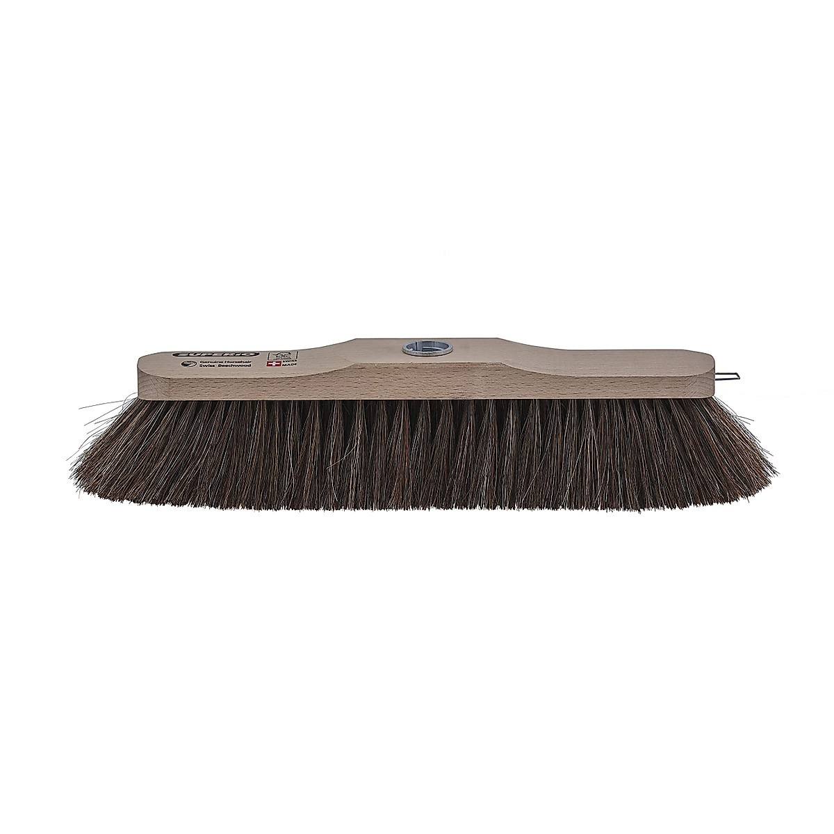 Horsehair Broom Natural Bristles with Metal Handle, Durable Beech Wood Brush Head Genuine Horse Hair Bristles, Swiss Made Broom - Parquet, Solid Hardwood Floor, Tile Surfaces