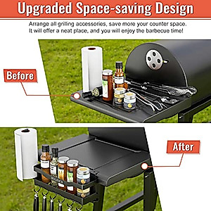 HULISEN Griddle Caddy, Grill Caddy for Blackstone 28"/36" Griddle Accessories and Prep Cart, BBQ Tool Organizer, Barbecue Grilling Storage Box with Paper Towel Holder for Outdoor Grill, No Drilling