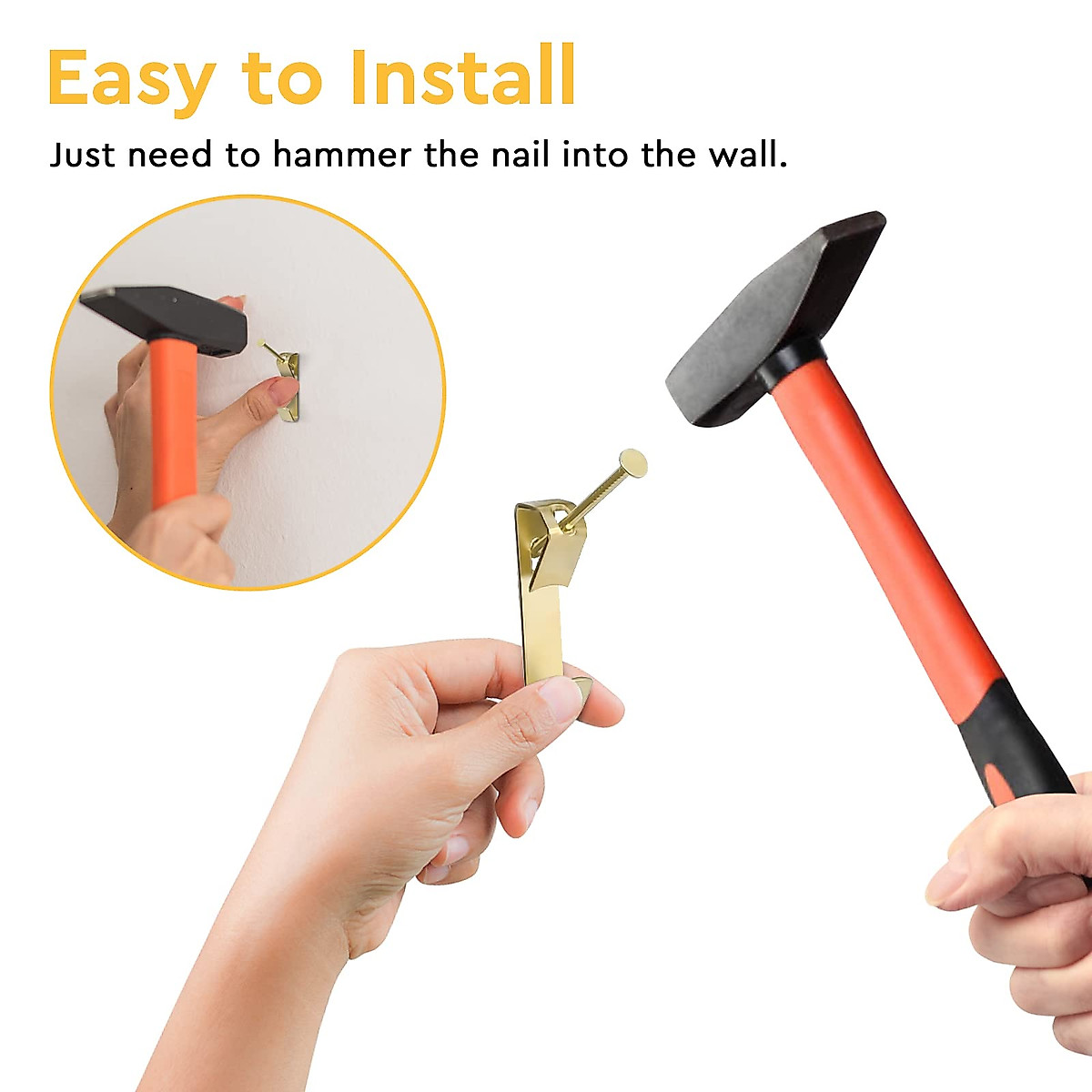 130 Pcs 30lb Picture Hangers – Multipurpose Picture Hanging Hooks Kit Drywall Wooden Wall Picture Hanging Nails