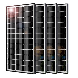 JJN Solar Panel 4PCS 100W 12V Solar Module High Efficiency 9BB Monocrystalline Solar Panel for RV Home Boat and Other Off Grid System
