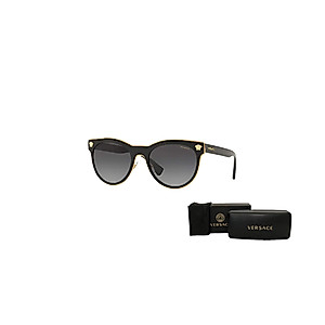 Versace VE2198 MEDUSA CHARM Round 1002T3 54M Black/Grey Gradient Polarized Sunglasses For Women+ BUNDLE With Designer iWear Eyewear Kit