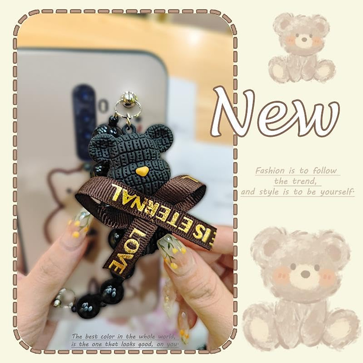 Lulumi-Phone Case for Oppo Reno2, Back Cover Cartoon Black Pearl Pendant Waterproof Simplicity Soft case Skin-Friendly Feel Dirt-Resistant Phone case Cute Protective case Silicone