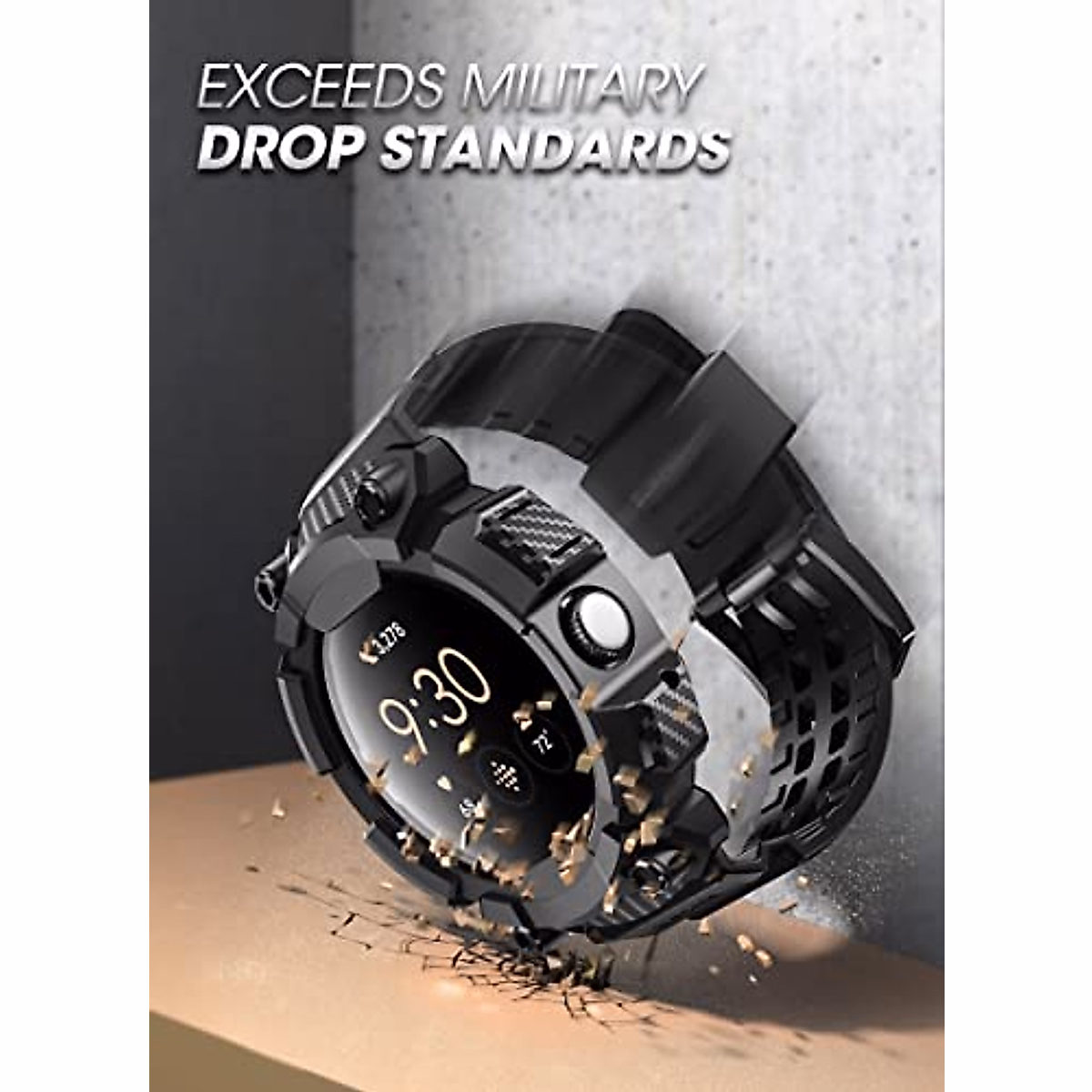 SUPCASE Unicorn Beetle Pro Series Case for Google Pixel Watch 41mm (2022), Rugged Protective Case with Strap Band (Black)