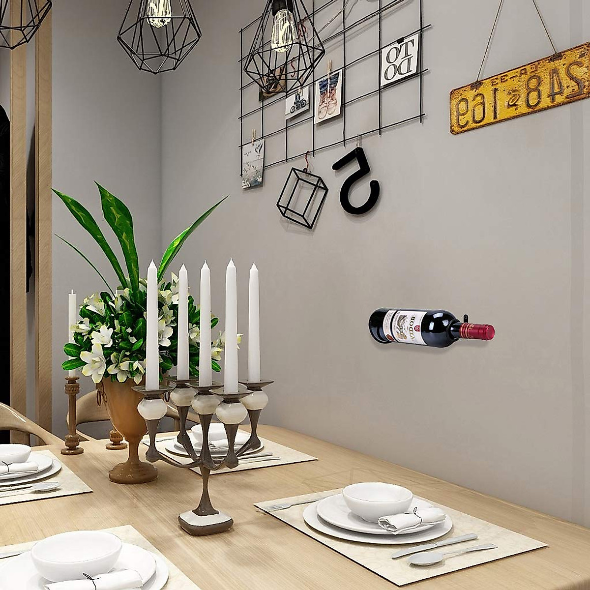 Hipiwe Pack of 6 Wall Mounted Wine Racks - Red Wine Bottle Display Holder with Screws, Metal Hanging Wine Rack Organizer